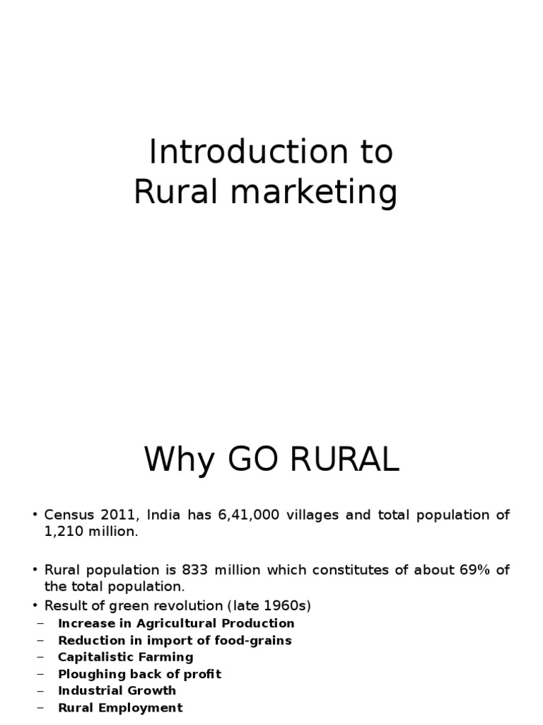 Introduction To Rural Market | PDF | Market Segmentation | Land Management
