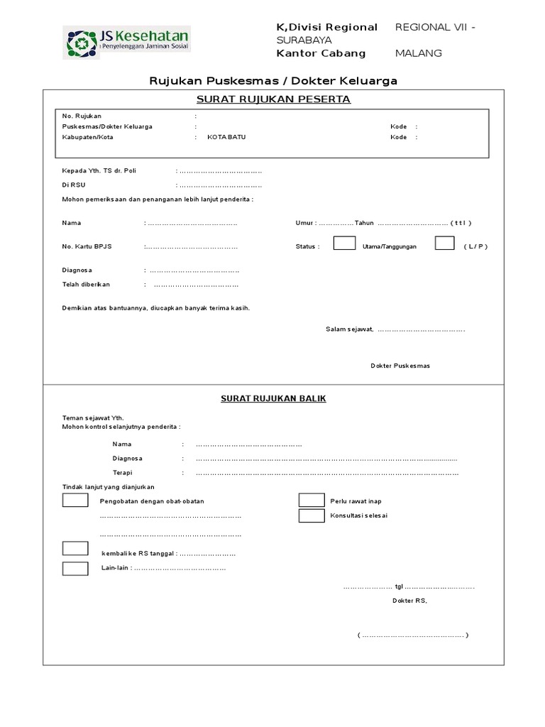 Surat Rujukan Bpjs Kosongan | PDF