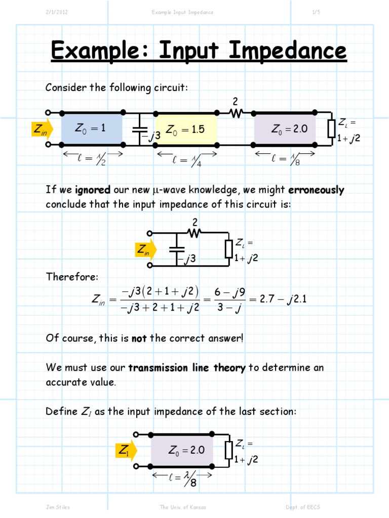 Step-by-step derivation of the input impedance of a circuit containing ...