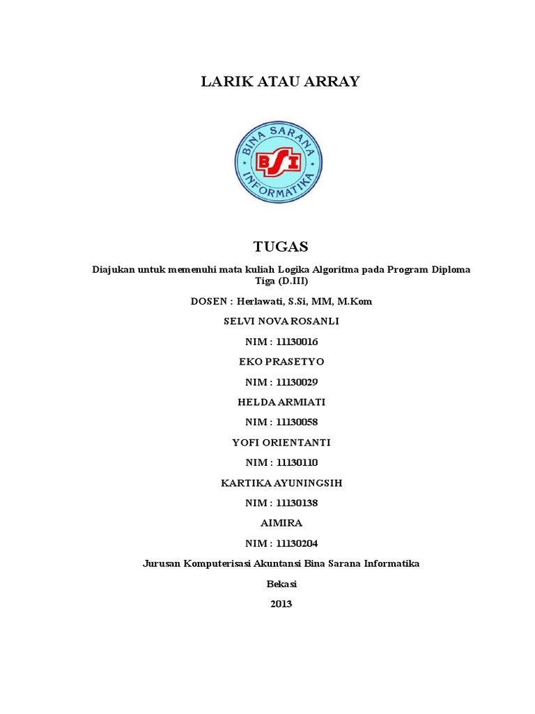 11 1a 04 - Kelompok1 - Larik Atau Array | PDF
