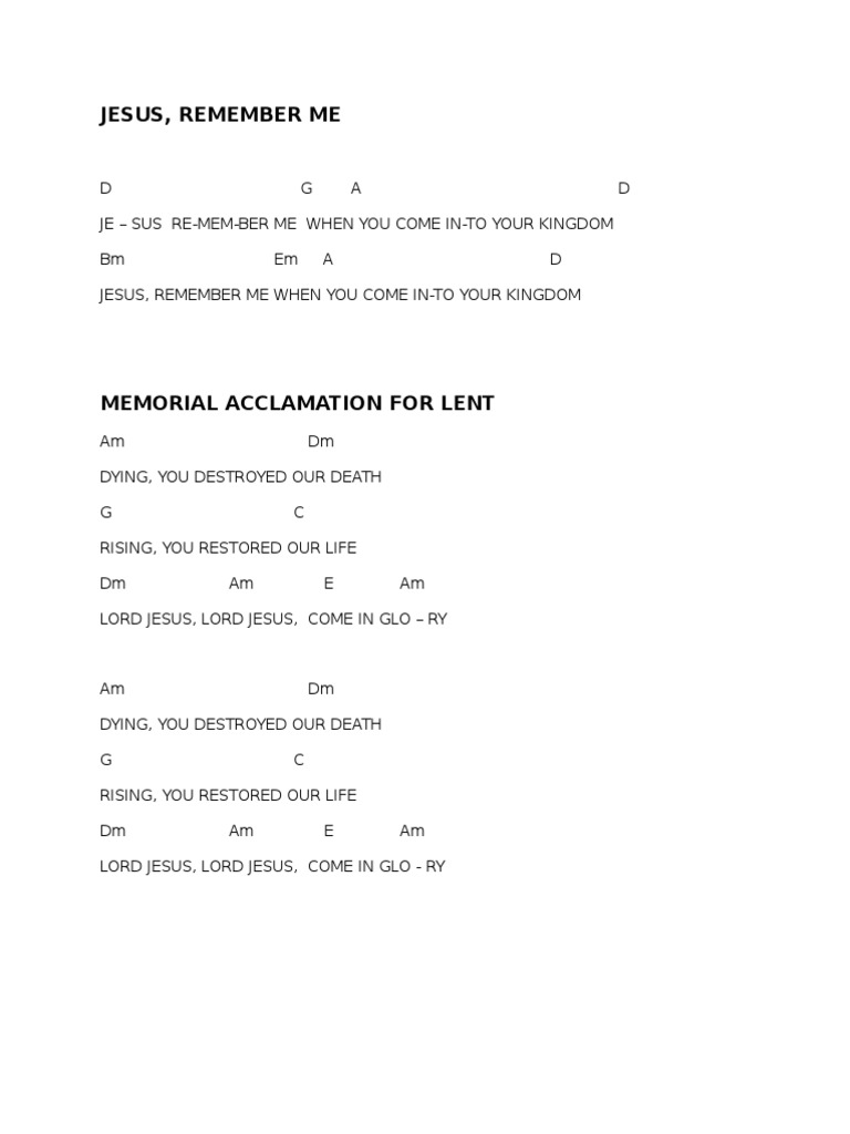 Jesus Remember Me Taize | PDF