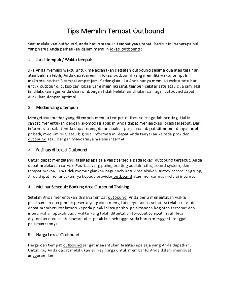 Tips Memilih Tempat Outbound - Paket Outbound, Paket Outbound Training ...