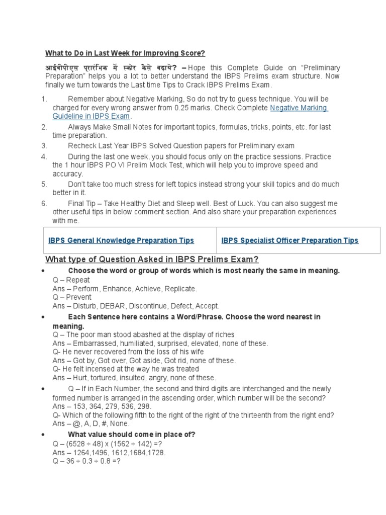 Negative Marking Guideline in IBPS Exam | PDF | Cognition