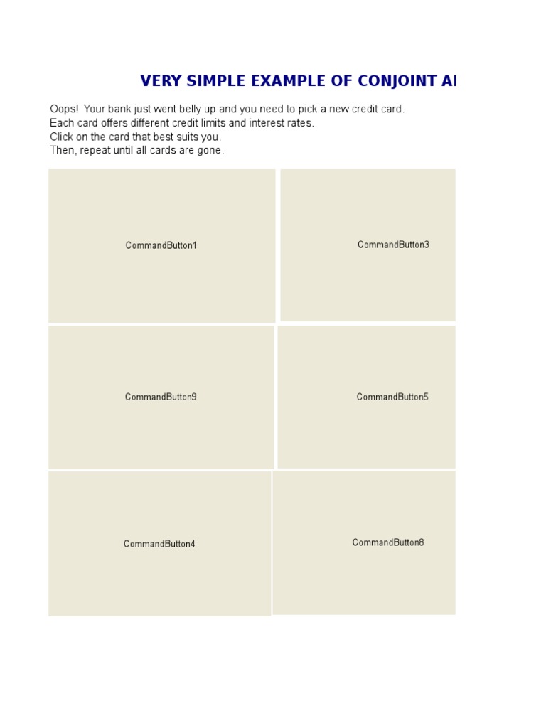 Very Simple Example of Conjoint Analysis: Commandbutton1 Commandbutton3 ...