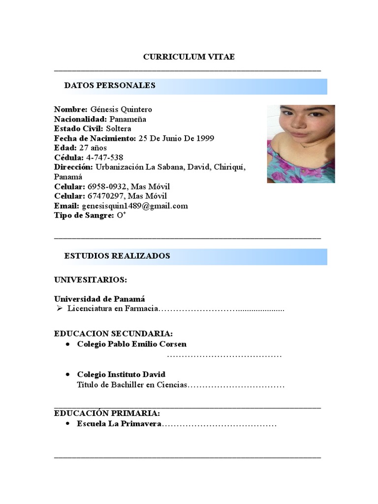 Curriculum Vitae Genesis Tarea | PDF