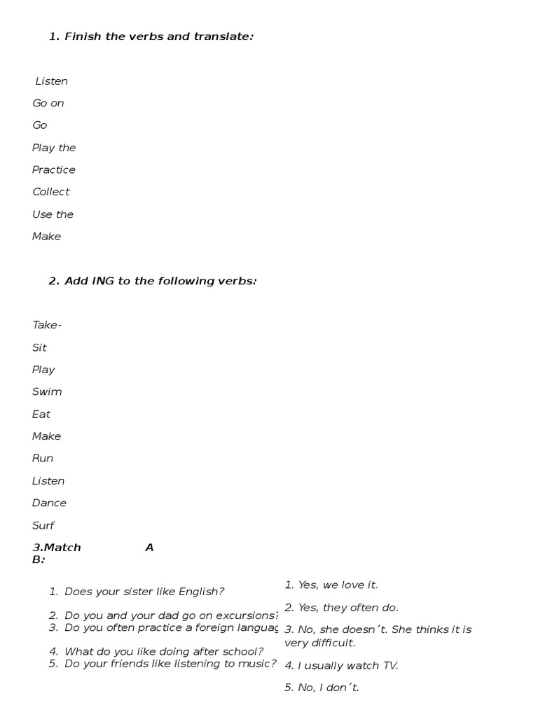 Finish The Verbs and Translate | PDF