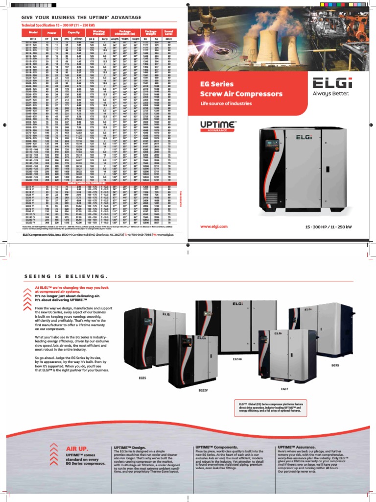15 - 100 HP EG Series Screw Compressors USA | PDF | Gas Compressor ...