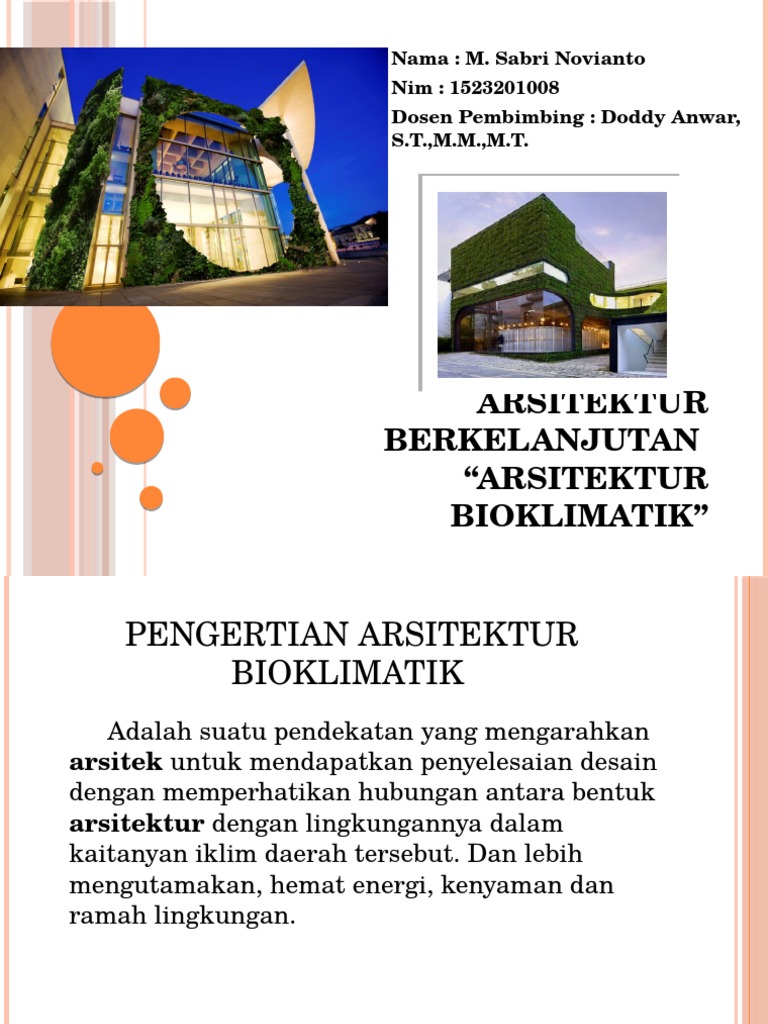 Arsitektur Berkelanjutan BIOKLIMATIK | PDF