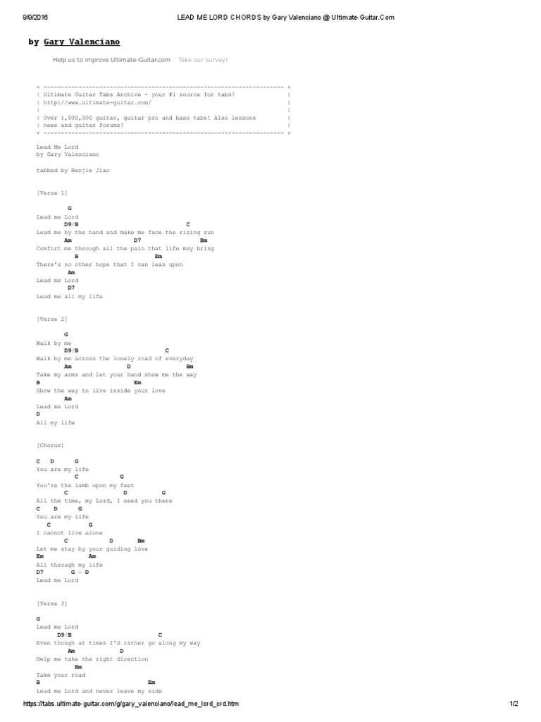 Lead Me Lord Chords" - A Detailed Tab for the Worship Song "Lead Me ...