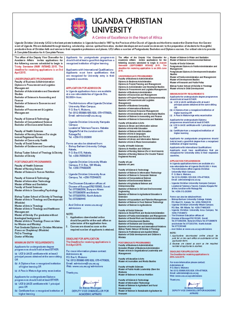 UCU Program List | PDF | Bachelor's Degree | Postgraduate Education