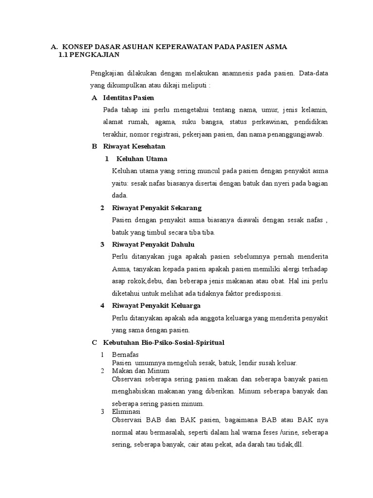 Konsep Dasar Asuhan Keperawatan Pada Pasien Asma | PDF