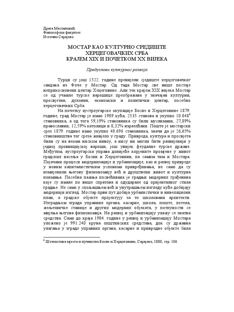 Draga Mastilovic - Mostar | PDF