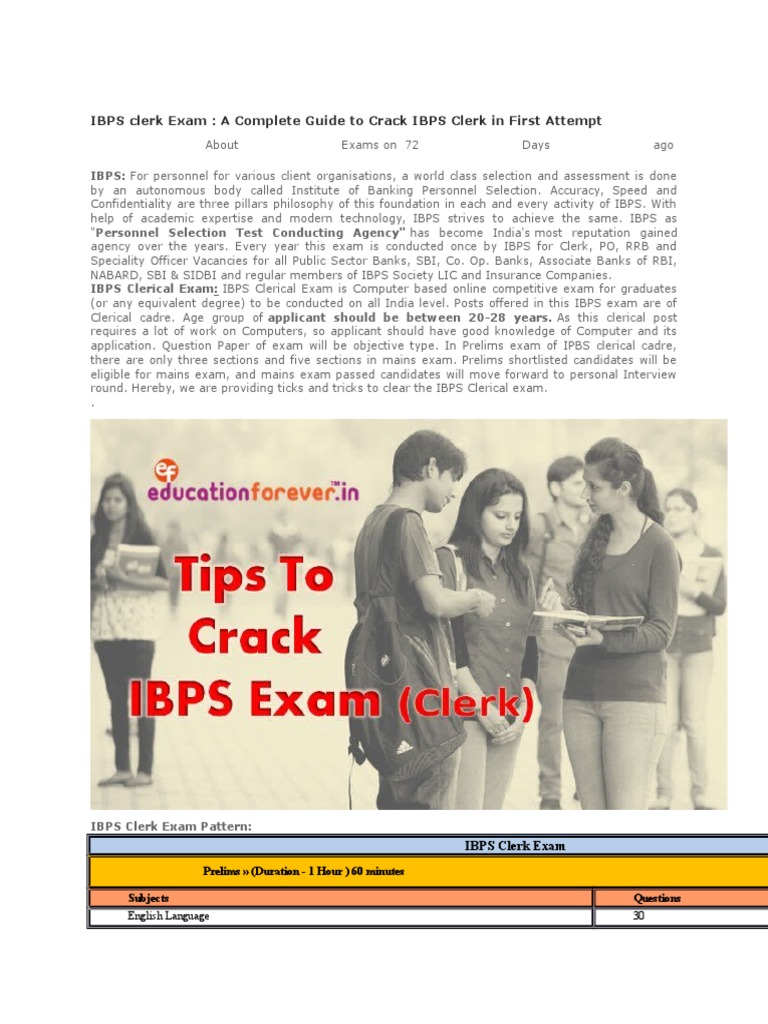 IBPS Clerk Exam: A Complete Guide To Crack IBPS Clerk in First Attempt ...