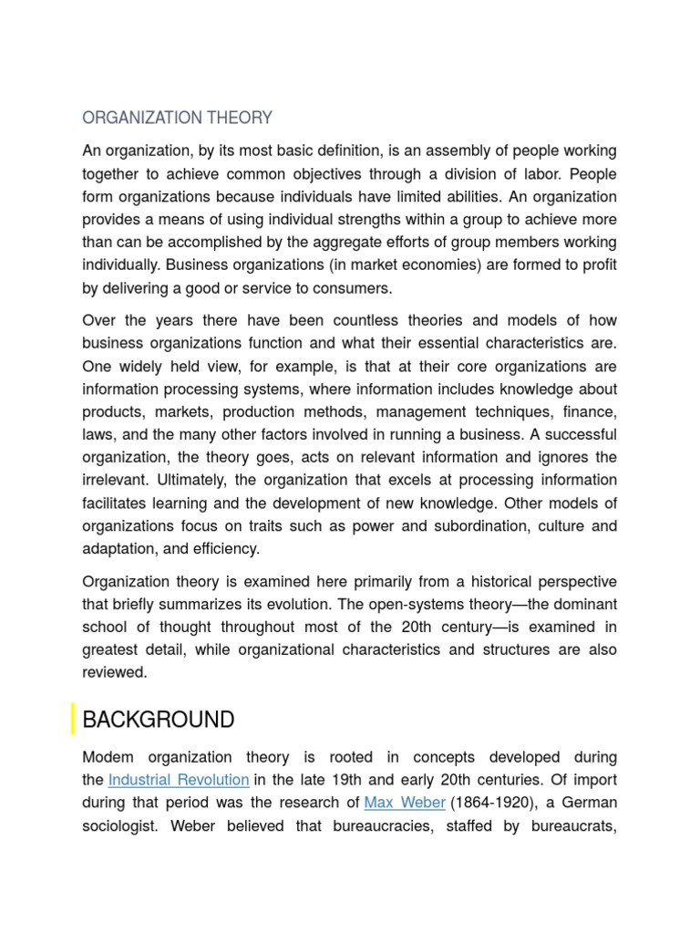 Organization Theory | PDF | Organizational Structure | Organizational ...