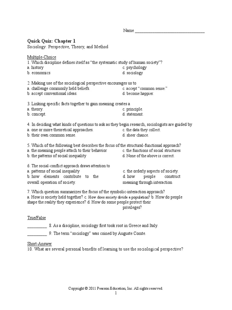 chapter 1 | Sociology | Survey Methodology