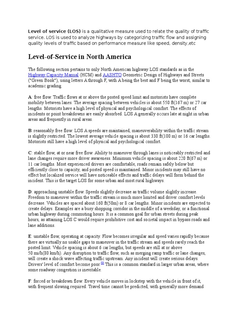 Level of Service | PDF | Transport | Road Infrastructure