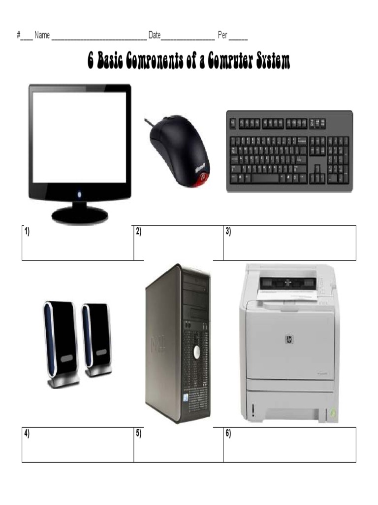 6 Basic Components of A Computer System: # - Name - Date - Per | PDF