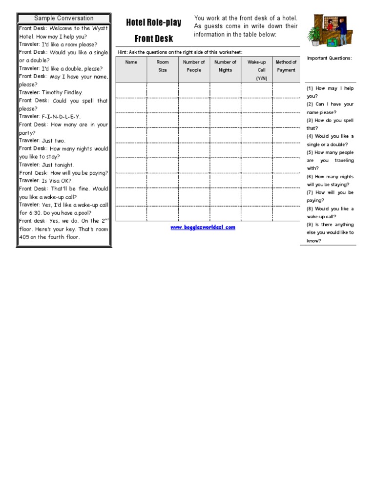 Hotel Role-Play Front Desk | PDF | Language Arts & Discipline | Law