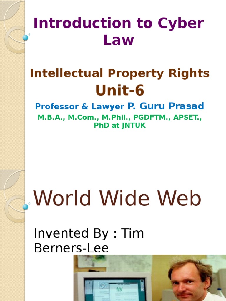 Introduction to Cyber Law Overview | PDF | World Wide Web | Internet & Web