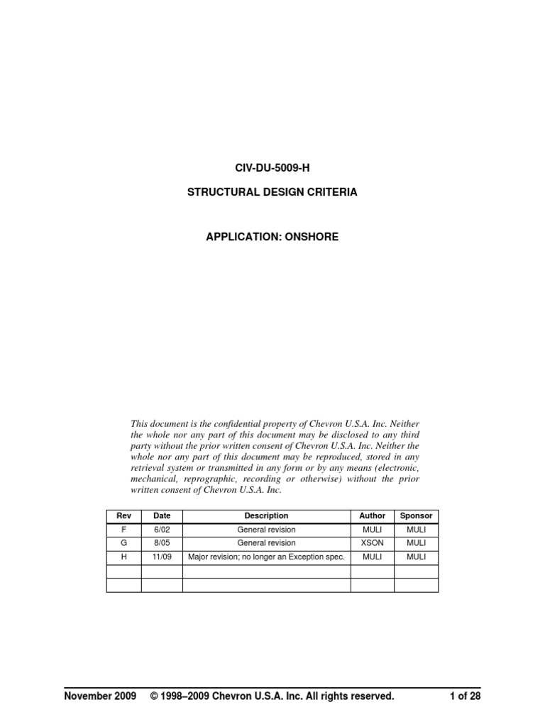 Civ Du 5009 H Structural Design Criteria | PDF | Structural Load | Specification (Technical ...