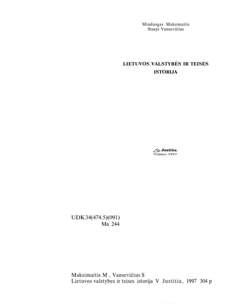 Lietuvos Valstybes Ir Teises Istorija PDF | PDF
