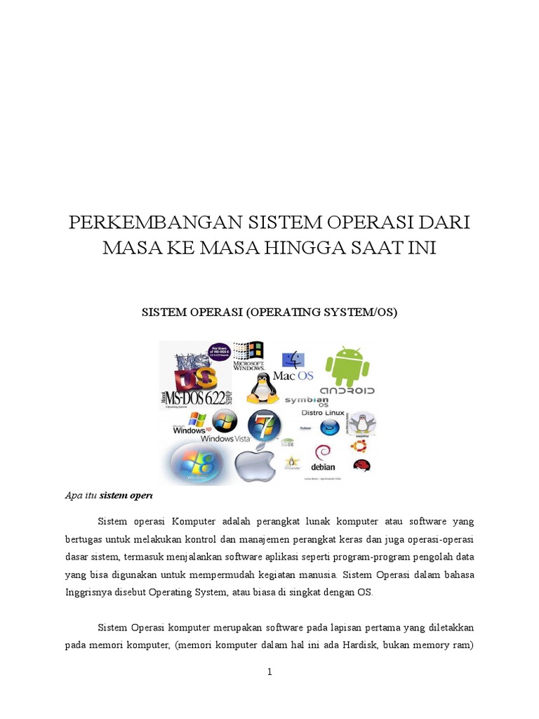 Perkembangan Sistem Operasi Dari Masa Ke Masa Hingga Saat Ini | PDF