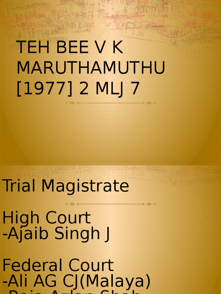 Presentation Teh Bee V K Maruthamuthu | PDF