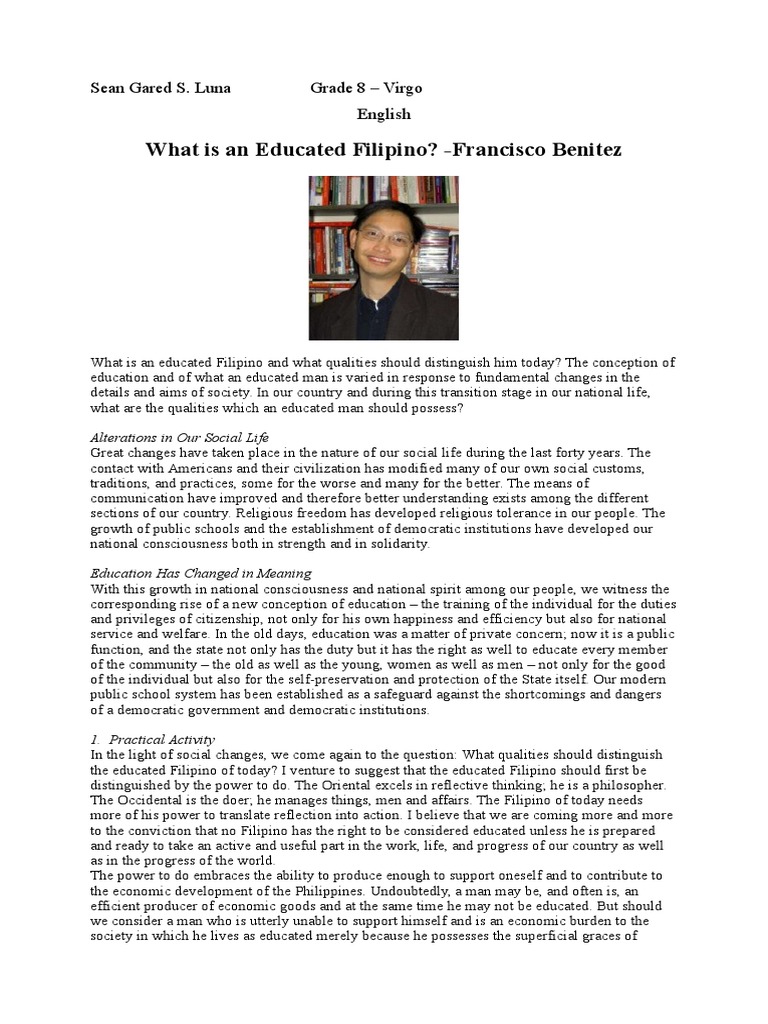 What Is An Educated Filipino | PDF | State (Polity) | Philippines