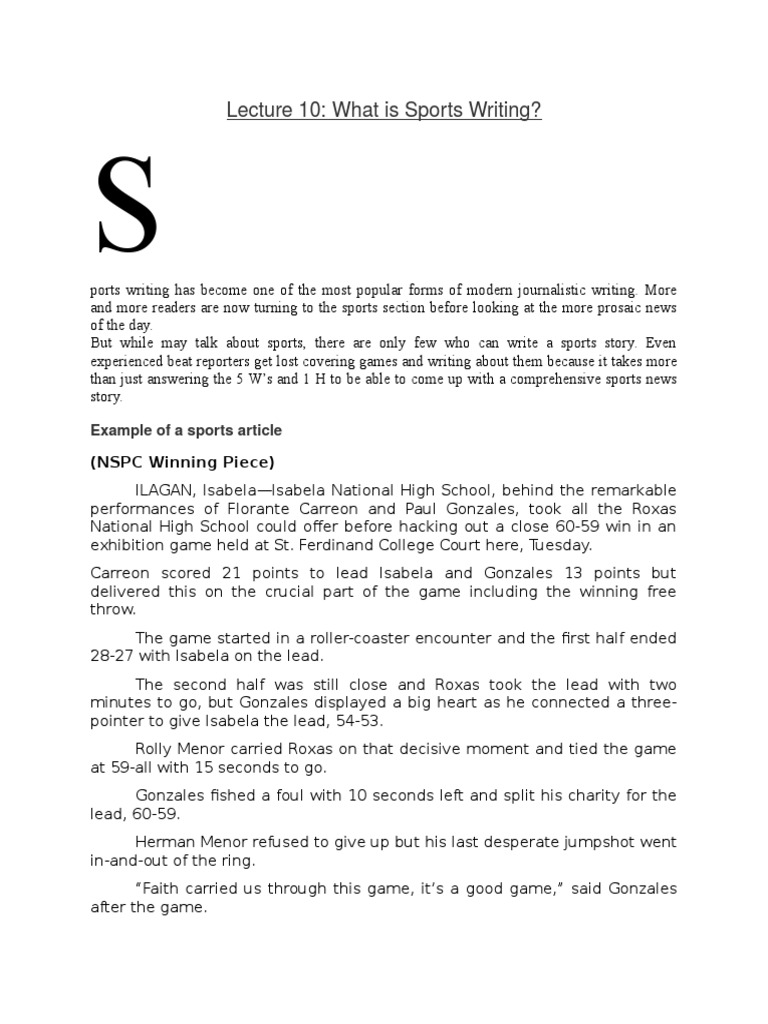 Sports News Lecture | PDF | Team Sports | Ball Games