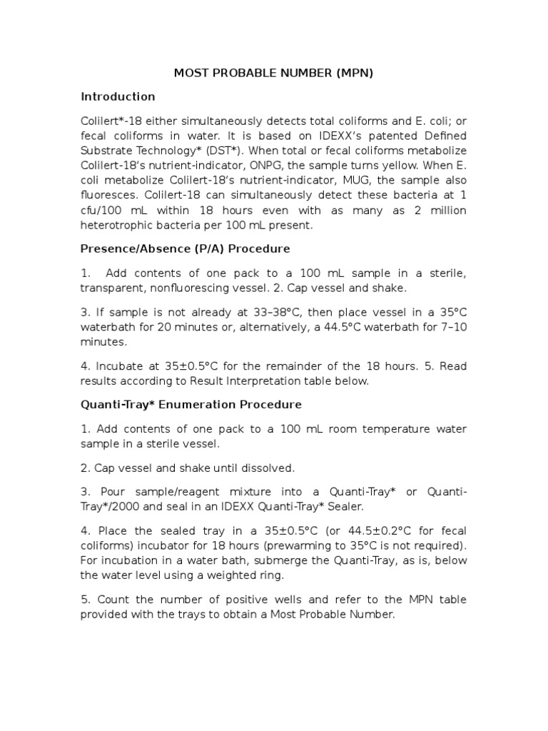 Most Probable Number | PDF | Technology & Engineering