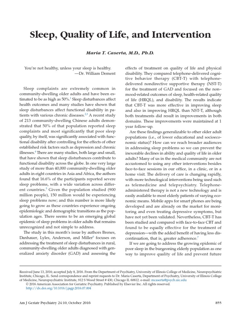 Sleep, Life, and Intervention | PDF