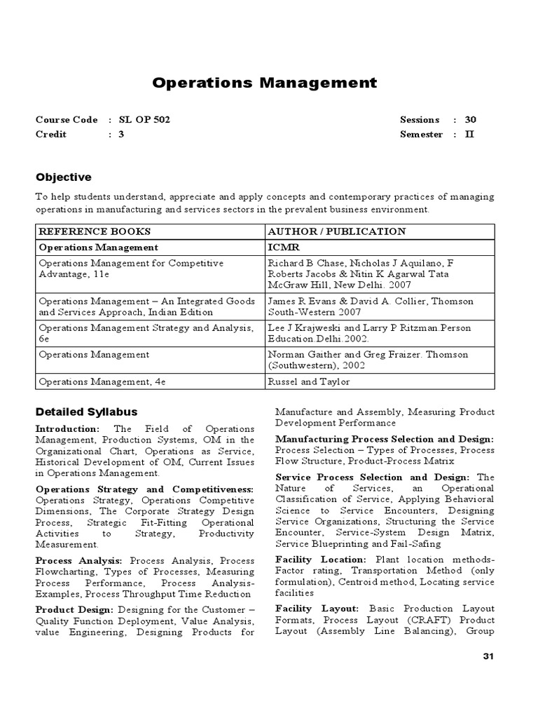 Operations Management | PDF