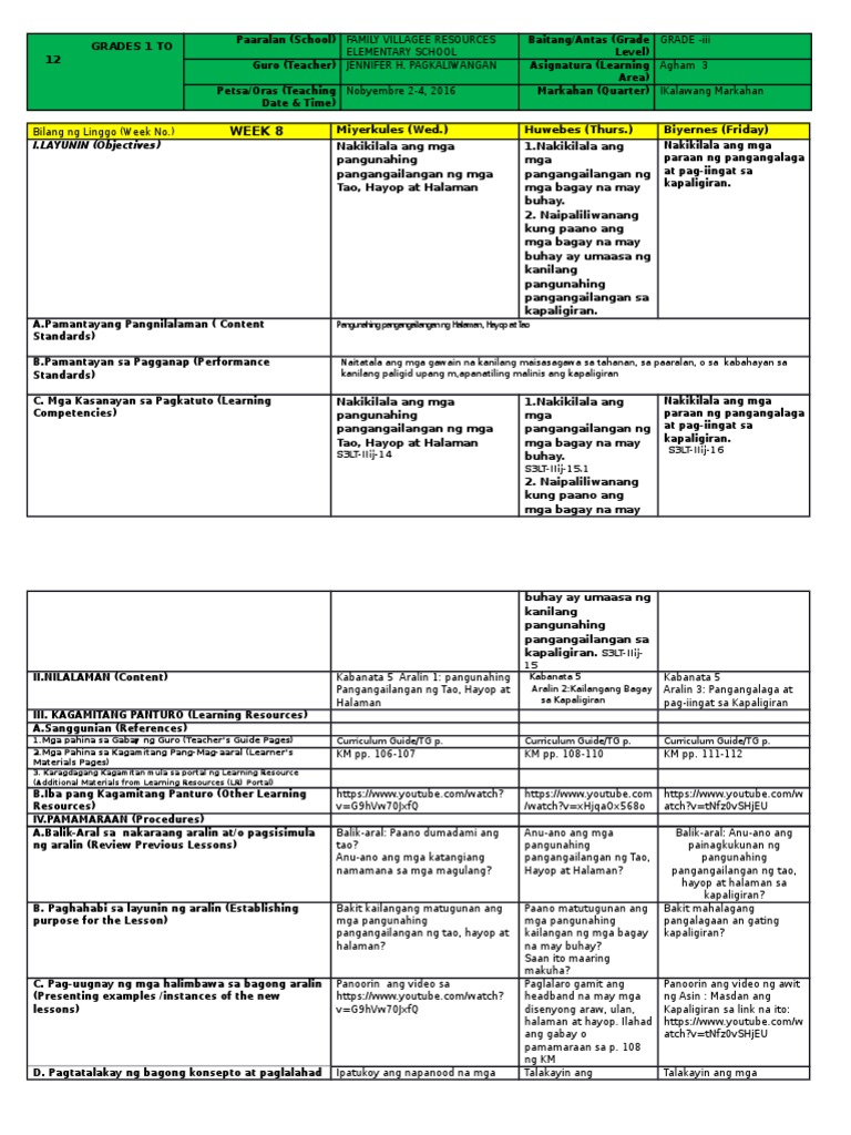 Science Grade 3 DLL, Q3 Week 1 | PDF