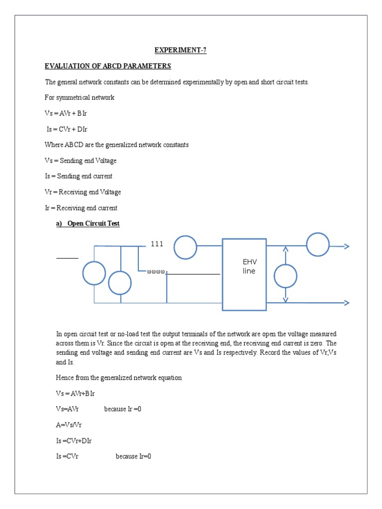 Experiment-7 Evaluation of Abcd Parameters | PDF | Science ...