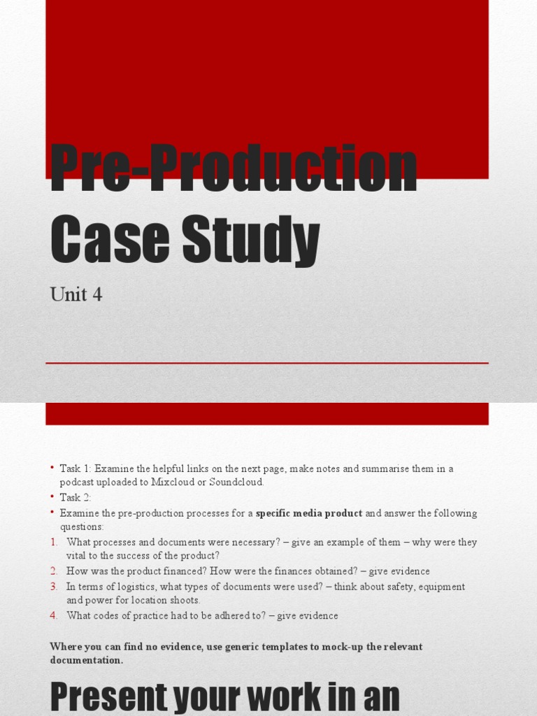 Pre-Production Case Study | PDF