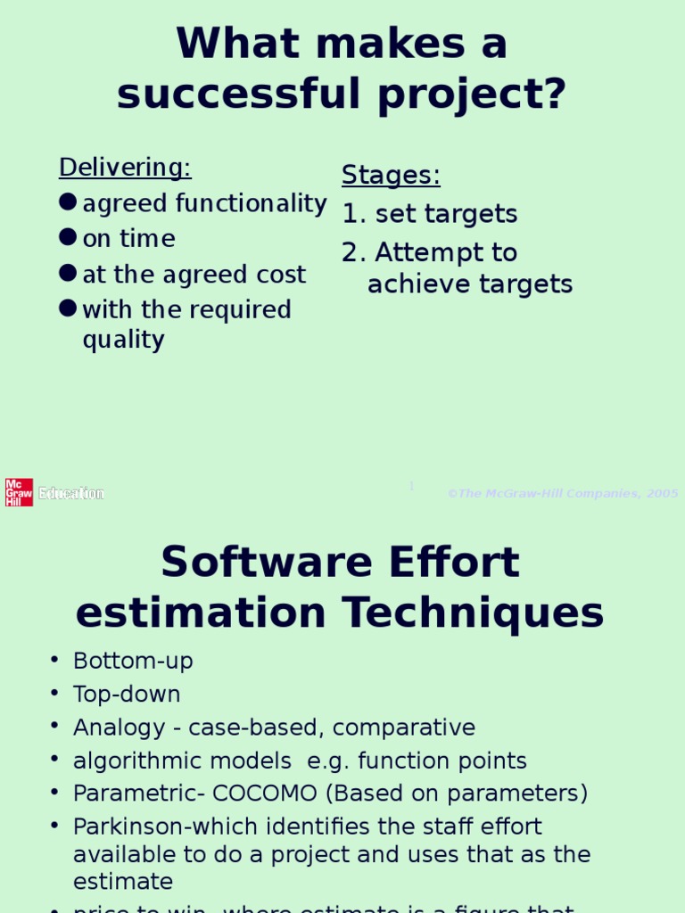 What Makes A Successful Project?: Stages: 1. Set Targets 2. Attempt To ...