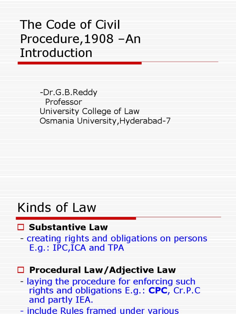 The Code of Civil Procedure, 1908 - An: - Dr.G.B.Reddy Professor ...