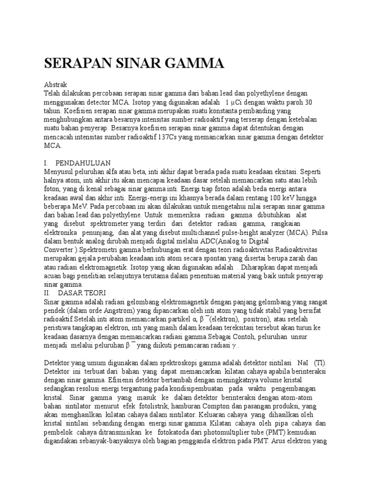 Serapan Sinar Gamma | PDF
