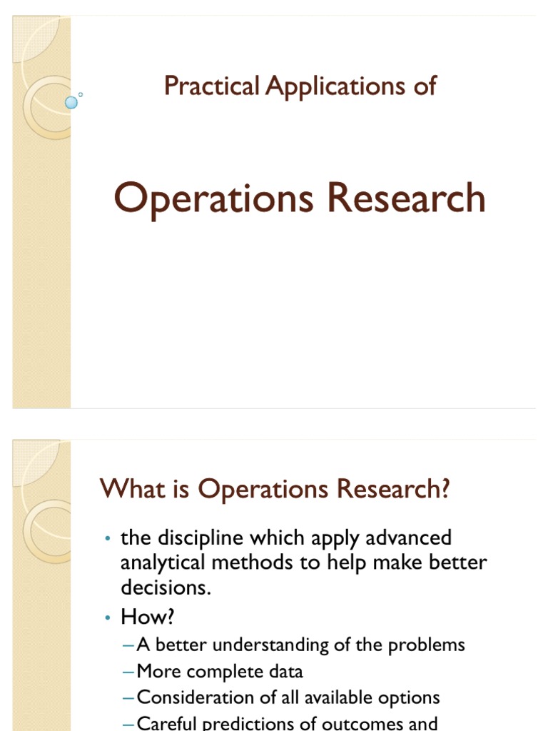 Applications of Operations Research | PDF | Risk | Operations Research