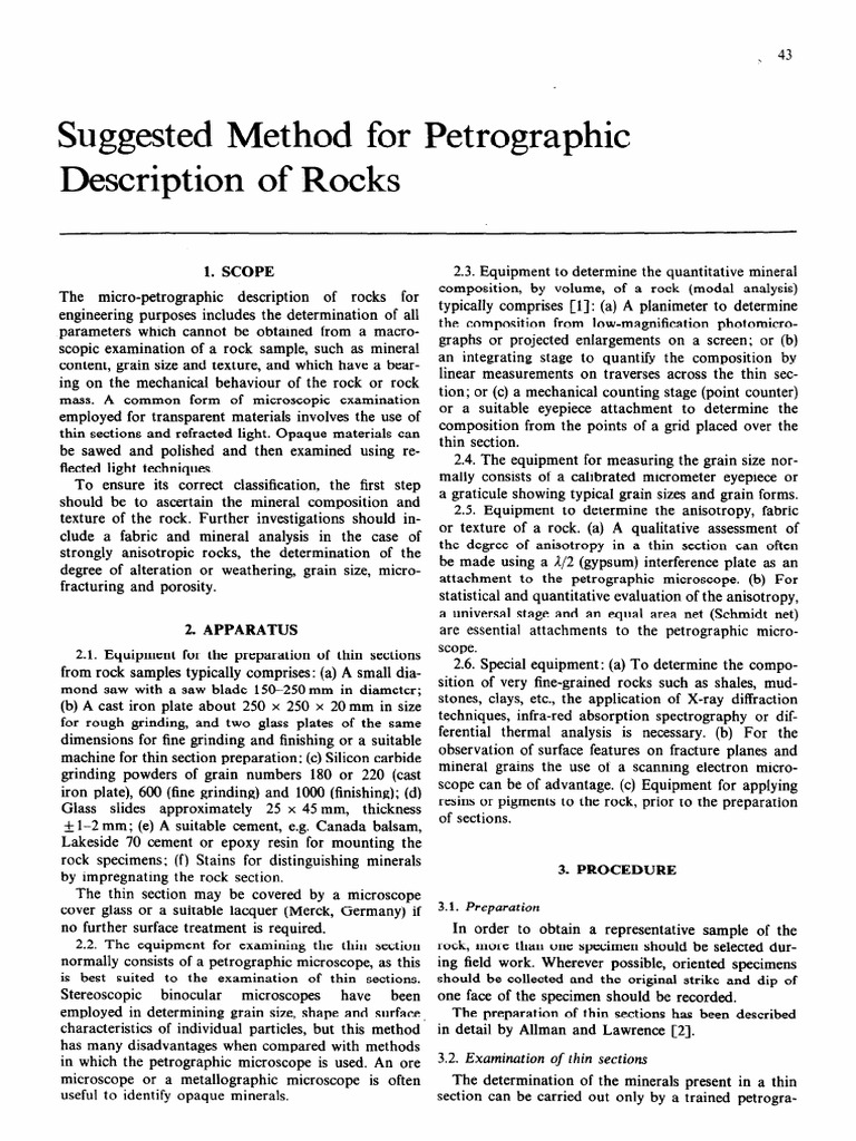 Isrm SM Petrographic Description - 1978 PDF | PDF | Rock (Geology ...