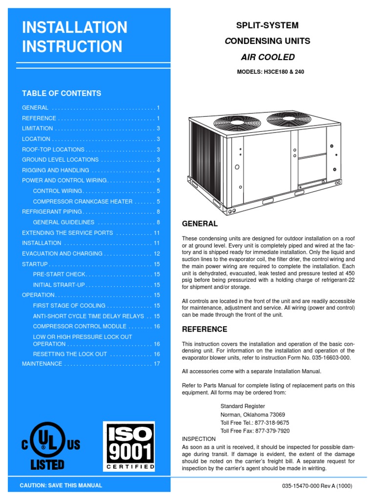 Inst Manual H3CE 180 240 - 1000 | PDF | Relay | Thermostat