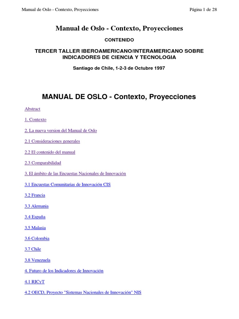 Analysis Of The Second Version Of The Oslo Manual And Its Impact On