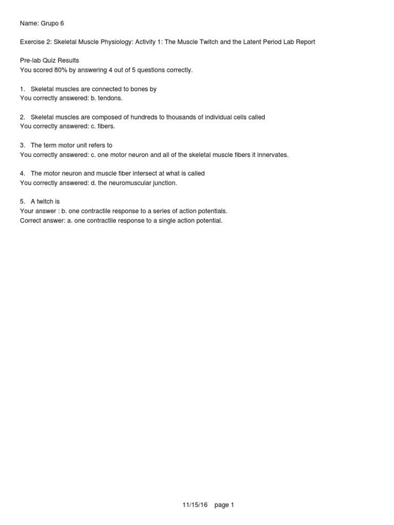 Physioex Ejercicio 2 - Actividad 1 | PDF | Muscle Contraction | Myocyte