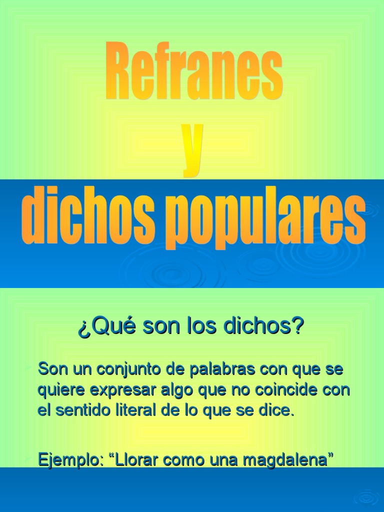Refranes y Dichos Populares Explicados | PDF