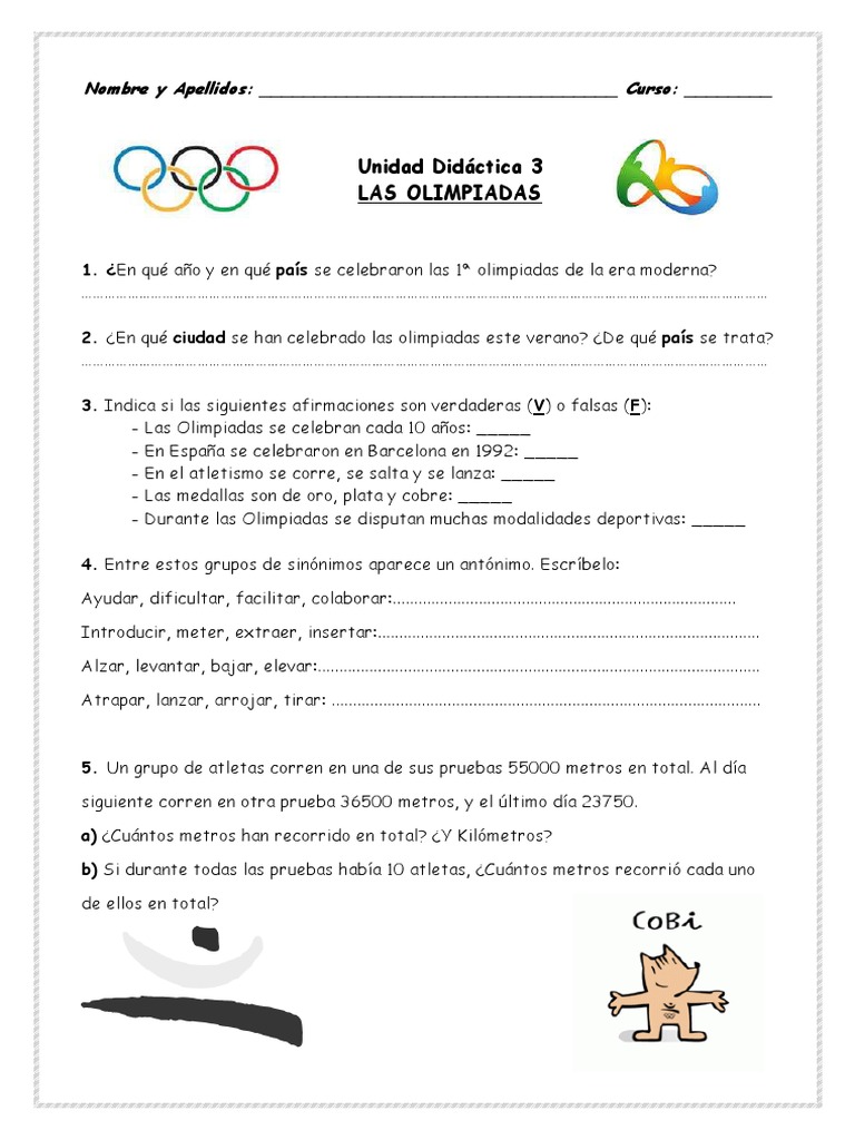 Ficha de Competencias LAS OLIMPIADAS | PDF