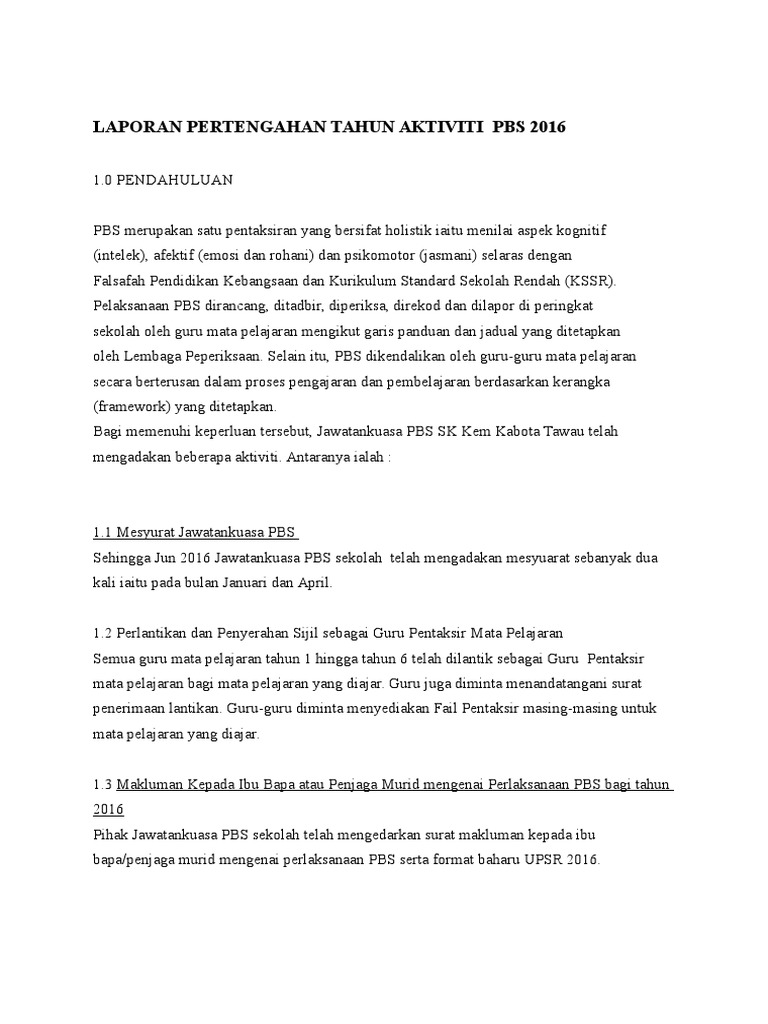 Contoh Laporan Pbs | PDF