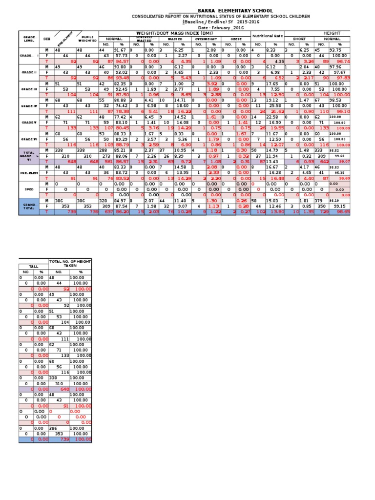 Barra Consol Report On Nut. Stat | PDF | Overweight | Determinants Of Health