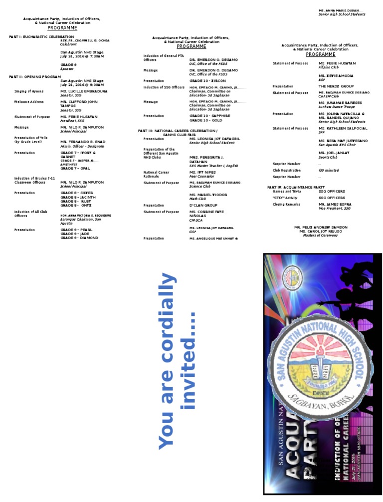 Acquaintance Party 2016 Program