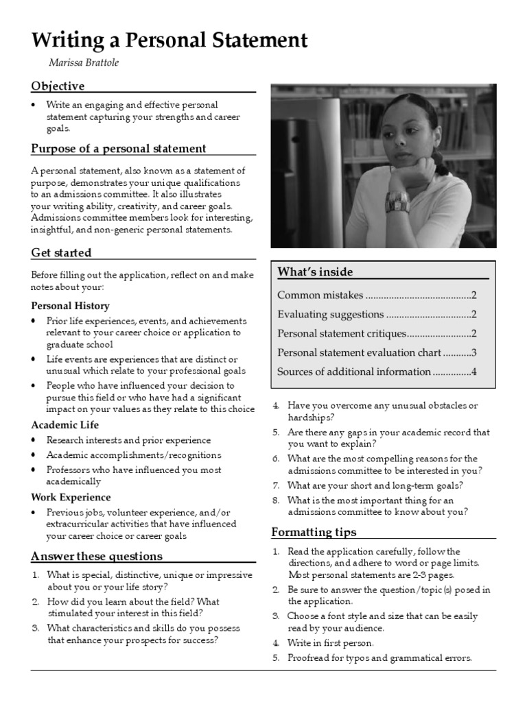Personal Statement Guide PDF | PDF | Essays | Evaluation