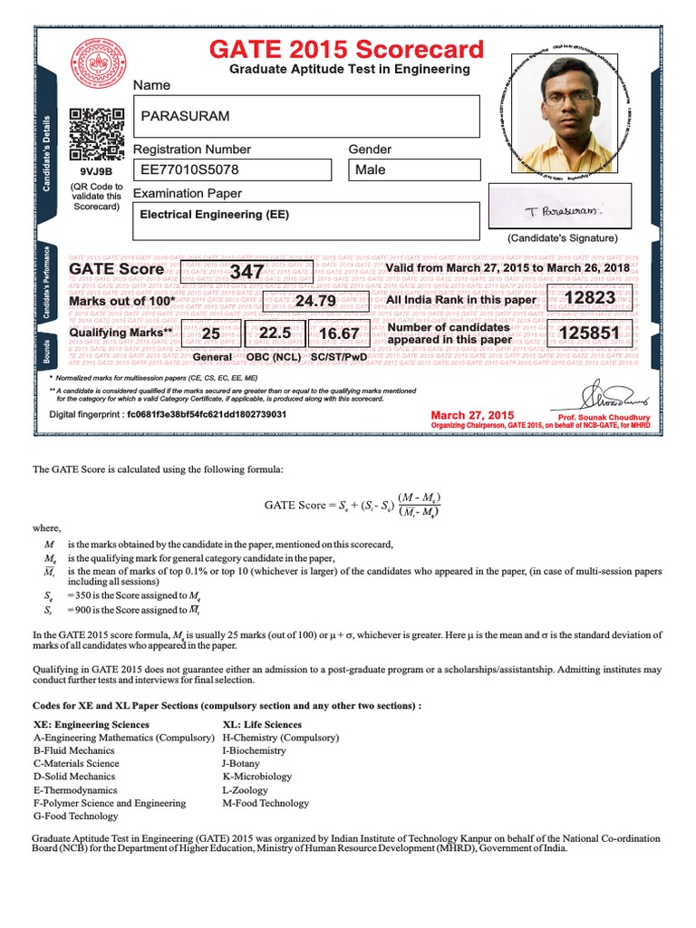 Gate Score Card 2015 | PDF | Academia | Higher Education